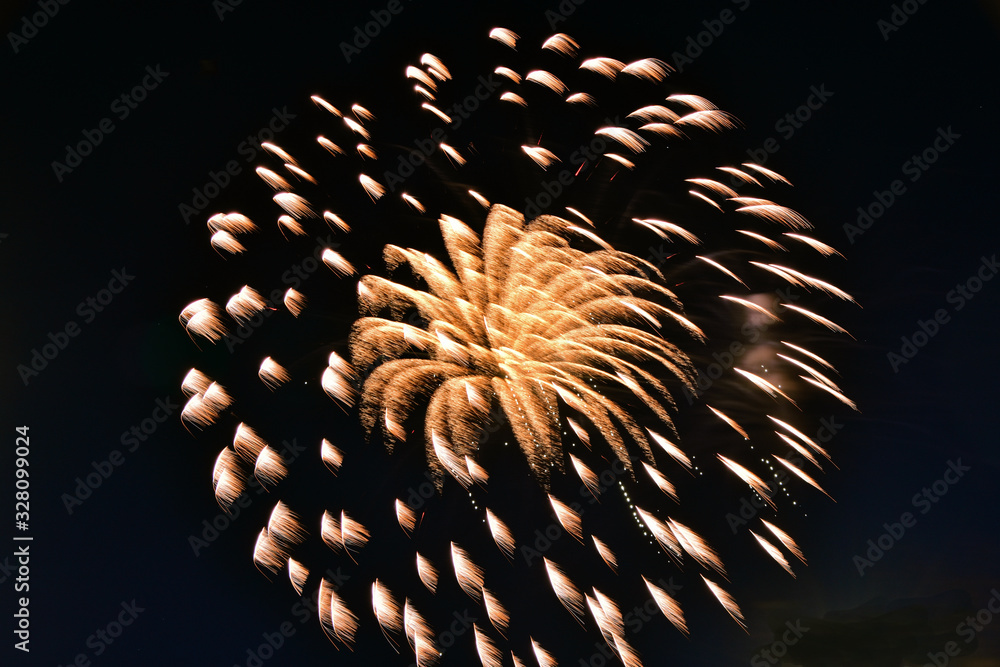 Explosion of color in night sky on independence day. Stock Photo ...