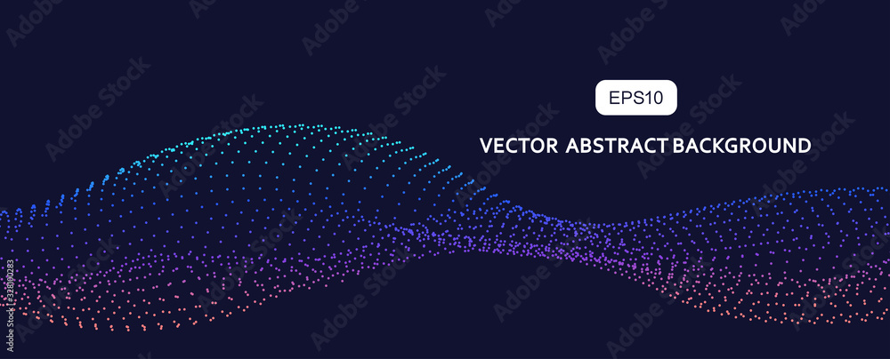 3D abstract vector particle wave background,Ai tech wire network ...