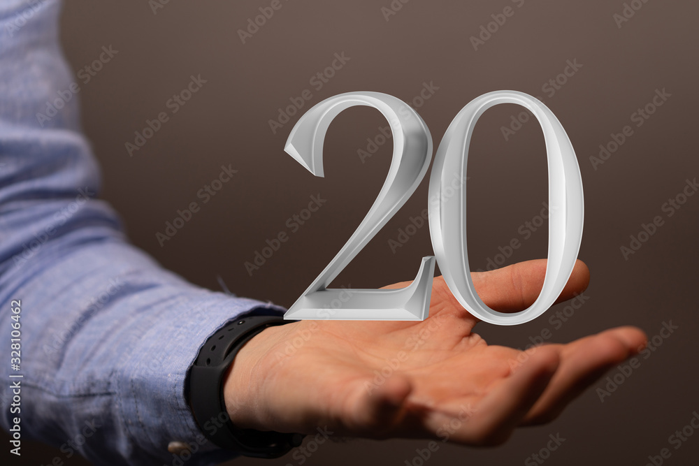 20 Anniversary 3d numbers. Poster template for Celebrating 20 ...