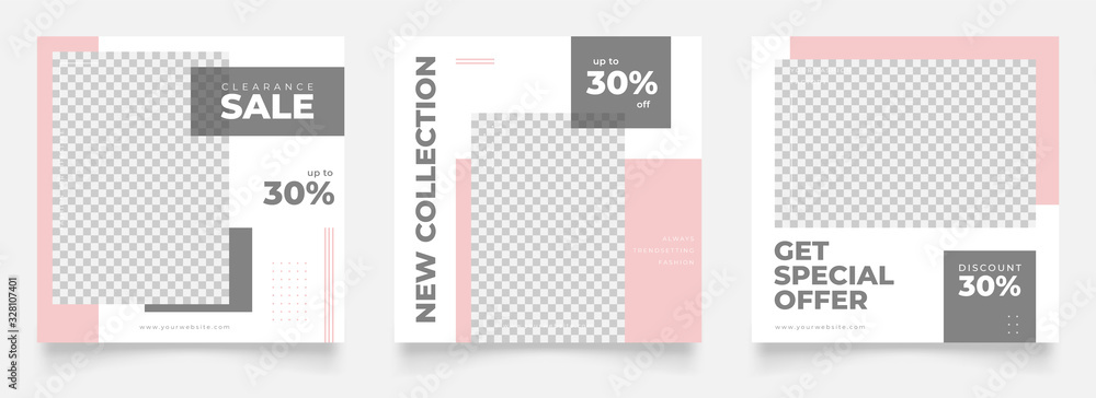 clean pink color social media post template for digital marketing and ...