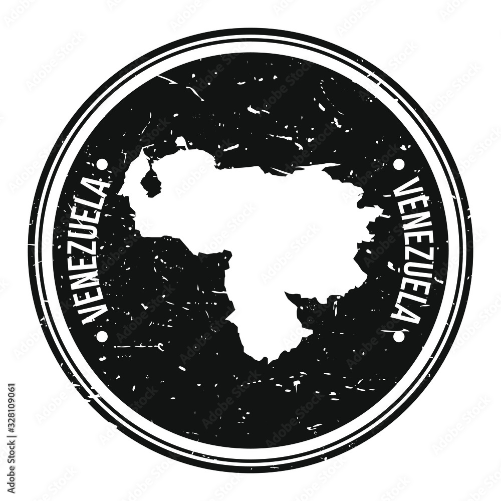 Venezuela Map Symbol. Round Design Stamp Travel and Business Vector ...