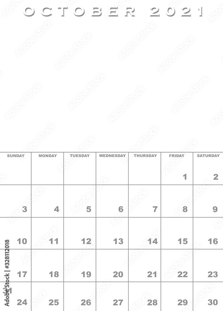 October 2021 calendar template Stock Illustration | Adobe Stock