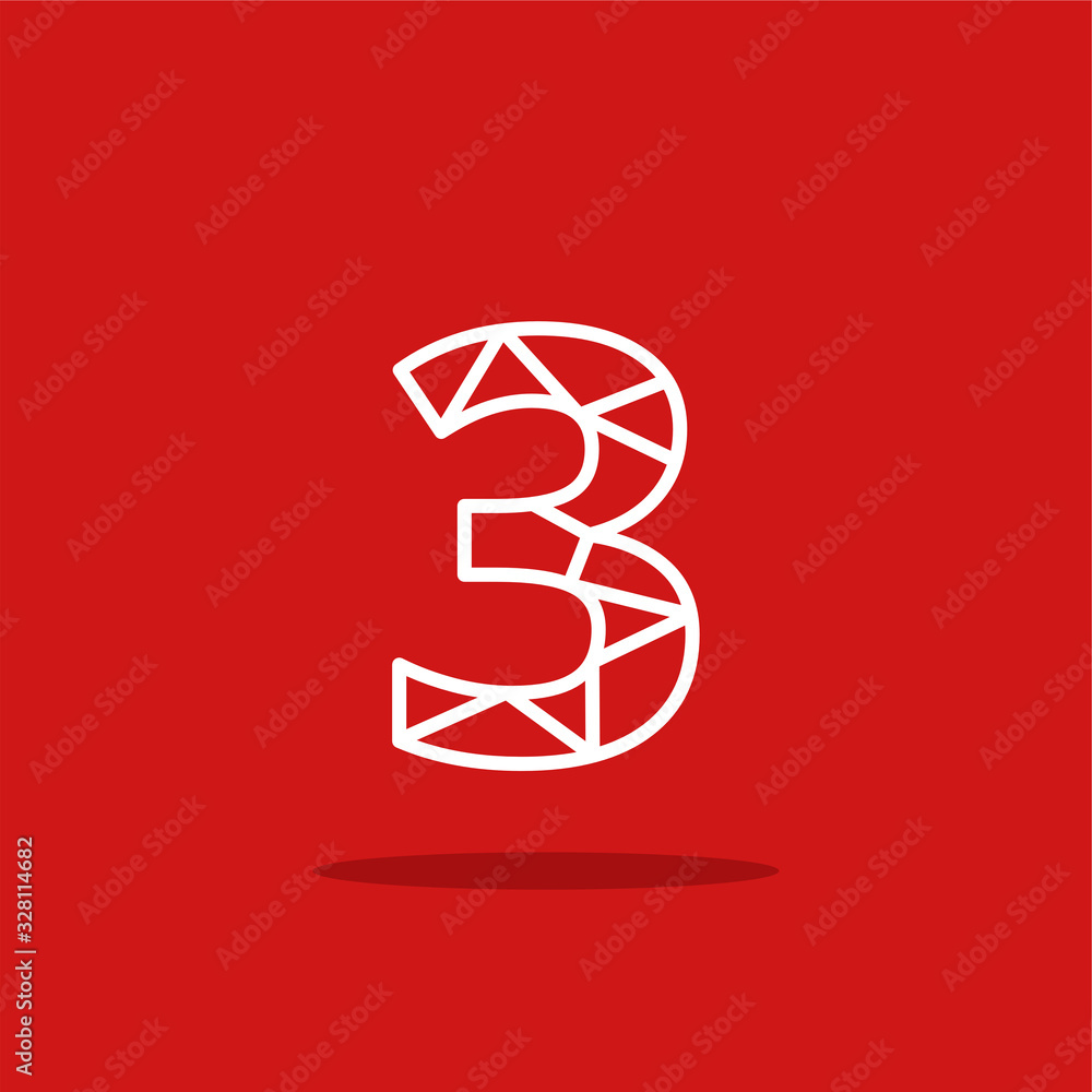 Vector Logo Number Lines Red White 3 Stock Vector | Adobe Stock