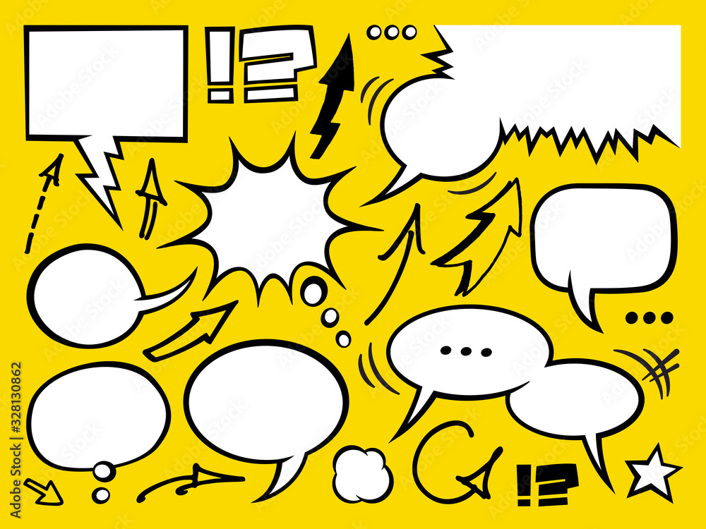 Set of comic speech bubbles. Cartoon vector illustration. Stock Vector ...