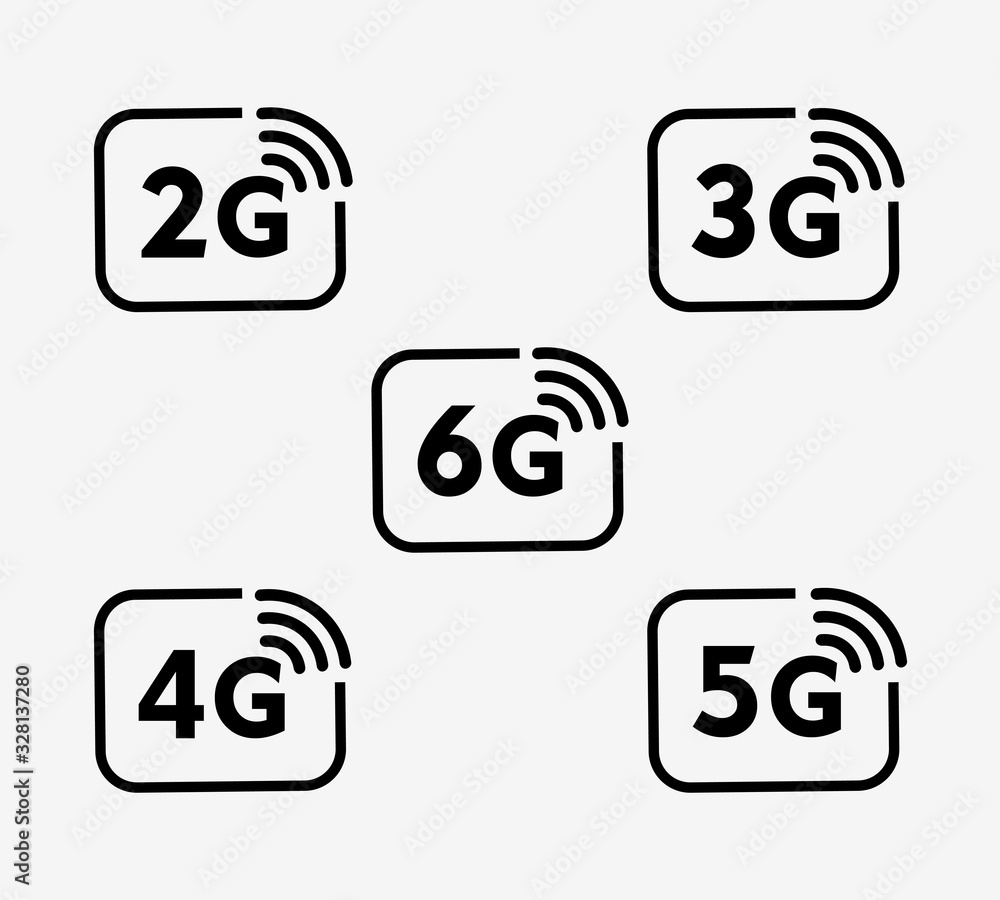 2G, 3G, 4G, 5G & 6G Icons Stock Vector | Adobe Stock