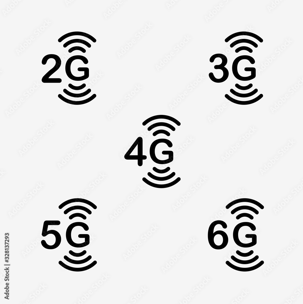 2G, 3G, 4G, 5G & 6G Icons Stock Vector | Adobe Stock