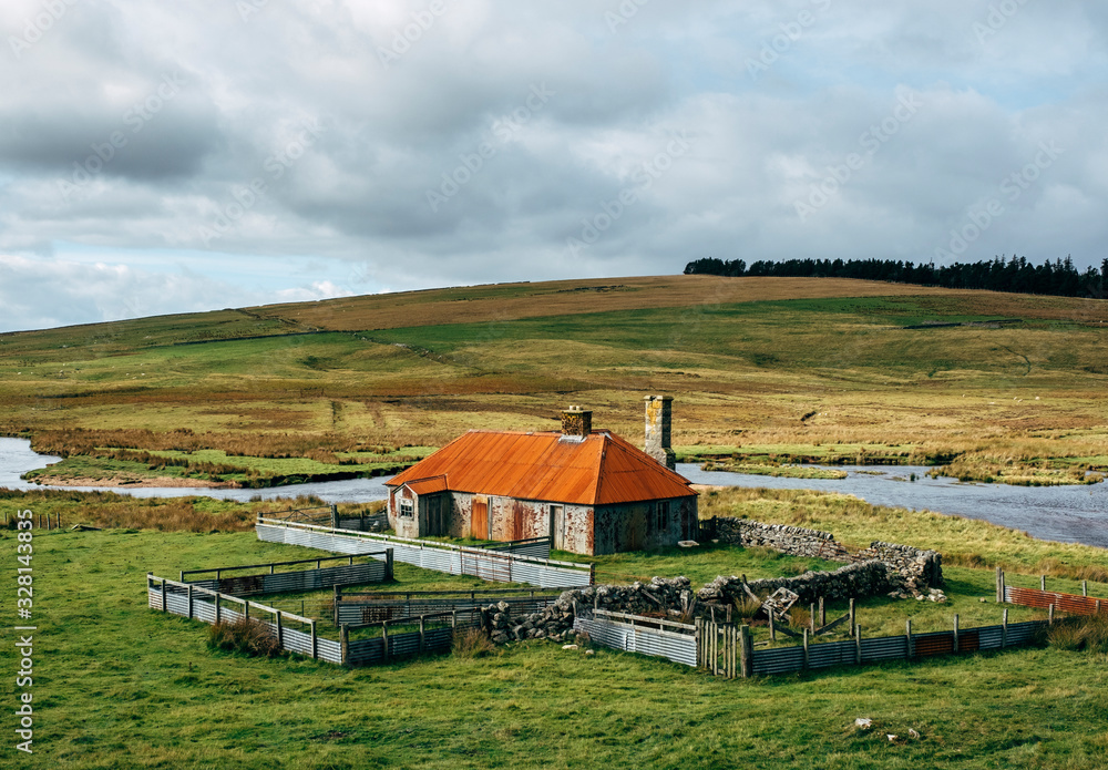 Remote croft built of corrugated sheeting. Syre, Highlands, Scotland ...