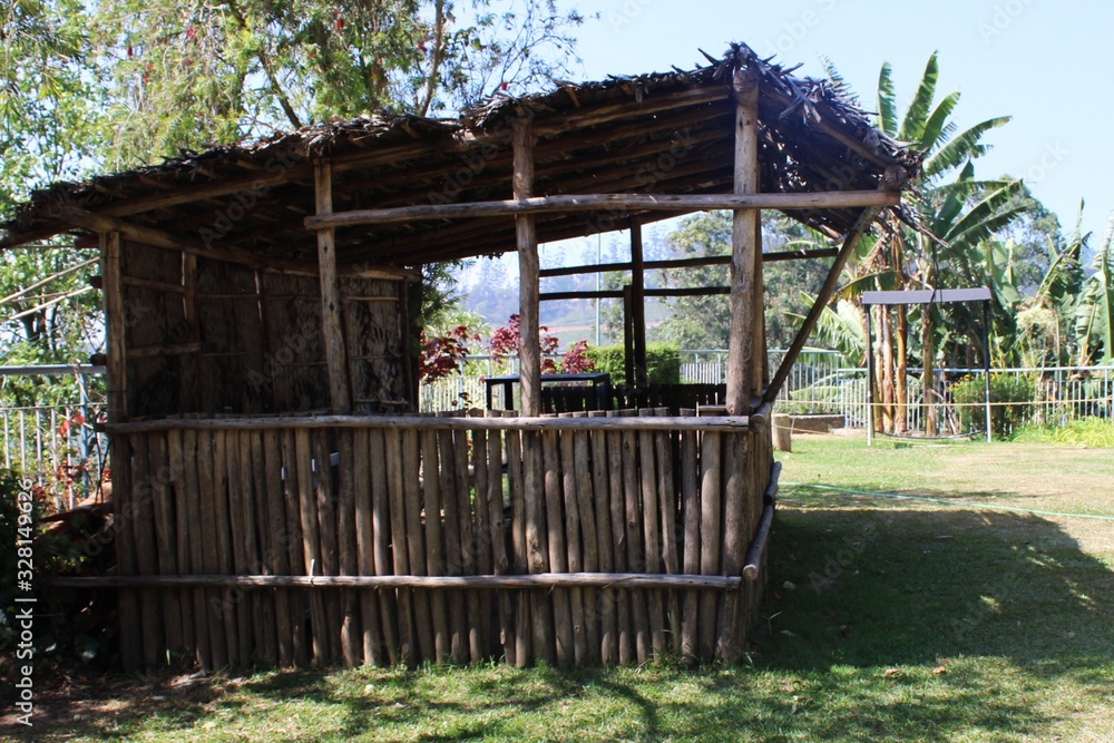Bamboo hut with thatched roof Stock Photo | Adobe Stock
