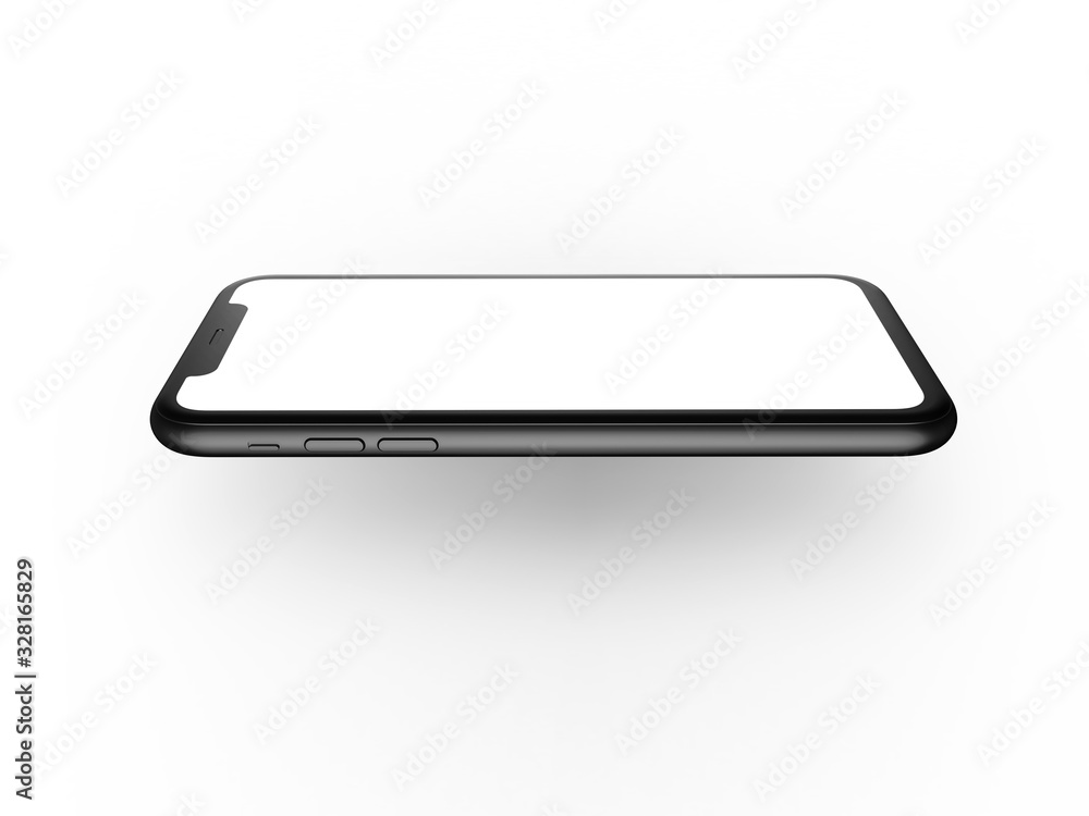 Smartphone in perspective - mockup front side with white screen Stock ...