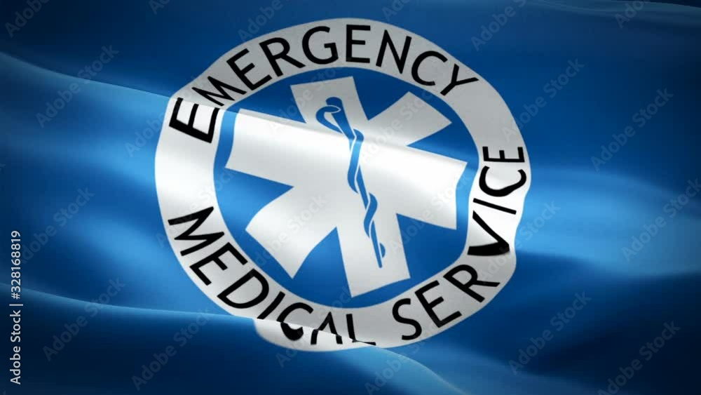 Emergency Service 911 EMS waving flag. National 3d EMS Emergency ...