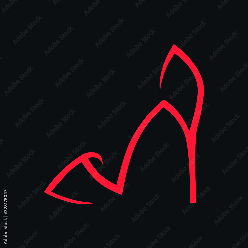 Abstract red high heel shoe on white backdrop. Design element Stock ...