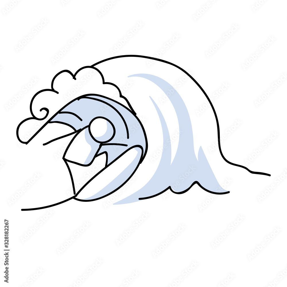 Cute stick figure surfing in ocean wave vector clipart. Hawaiian ...