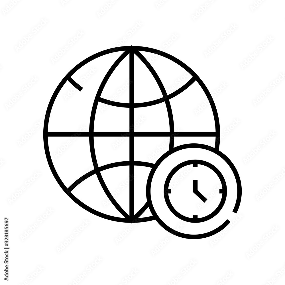 Time zones line icon, concept sign, outline vector illustration, linear ...
