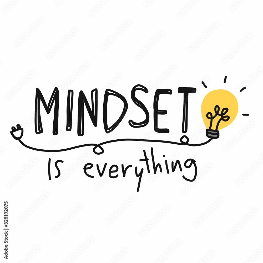 Mindset is everything word and lightbulb vector illustration Stock ...