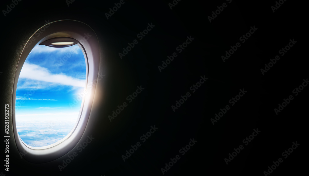 Foto Stock Black background with copy space with look of window seat ...
