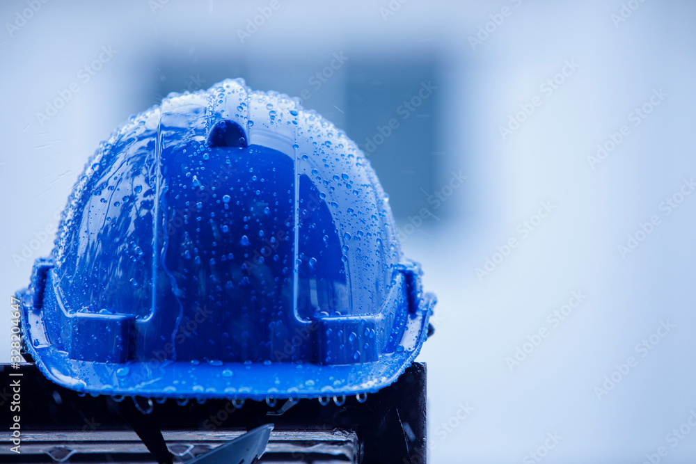 heavy rain and construction safety helmets, blue hard safety helmet and ...