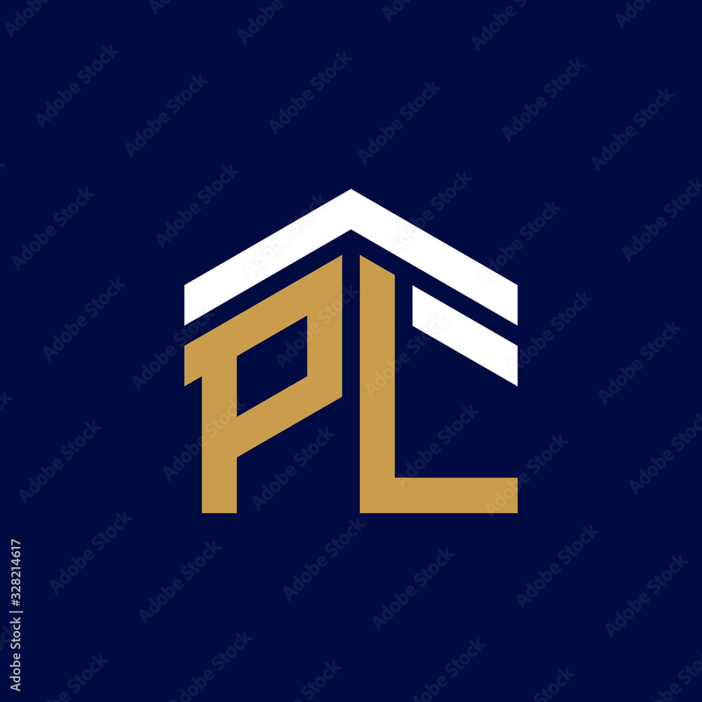 Initial Letters PL House Logo Design Stock Vector | Adobe Stock