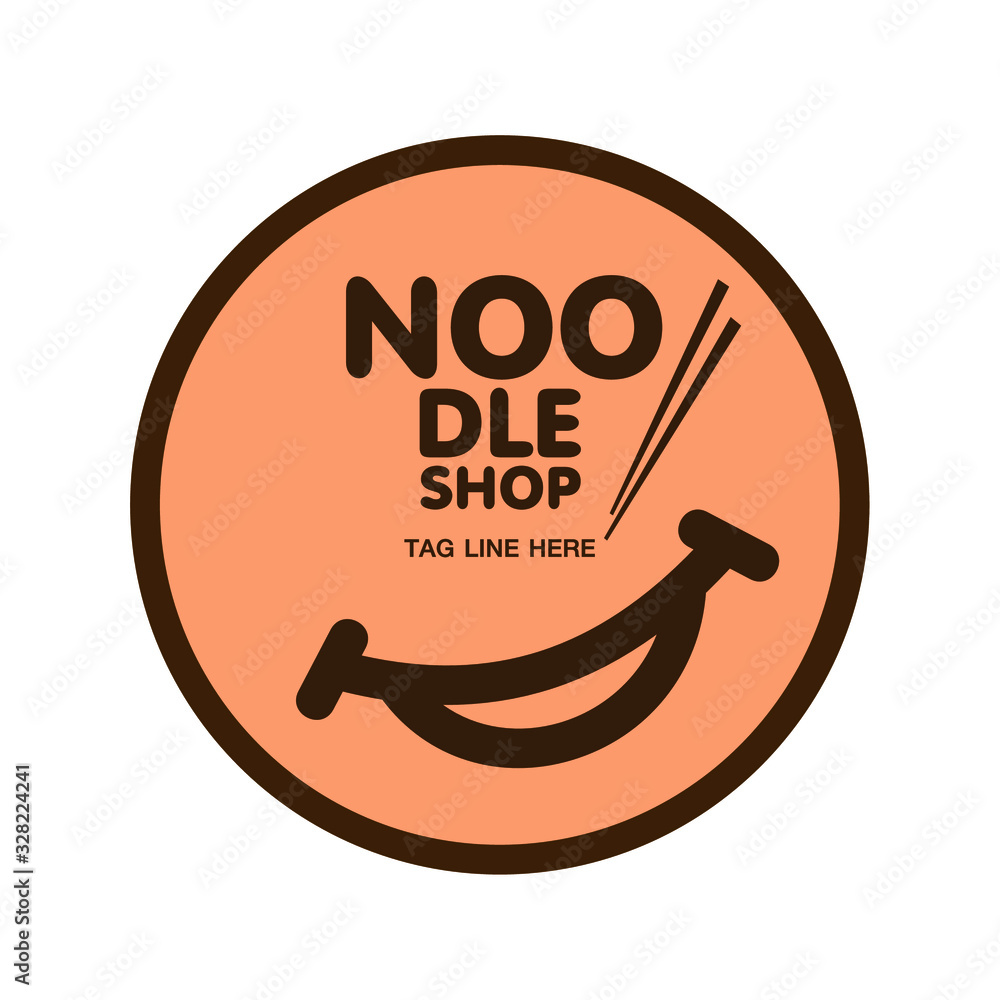 cute instant noodle and happy smile. Vector Logo. Stock Vector | Adobe ...