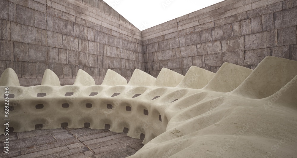 Architectural background. Abstract concrete interior with smooth discs ...