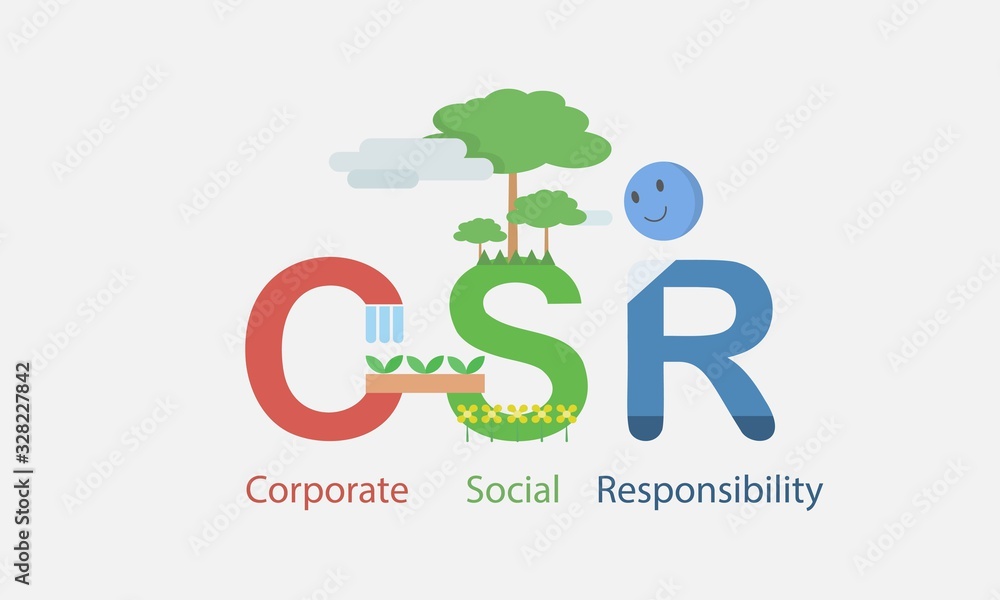 CSR : Corporate social responsibility word lettering typography design ...