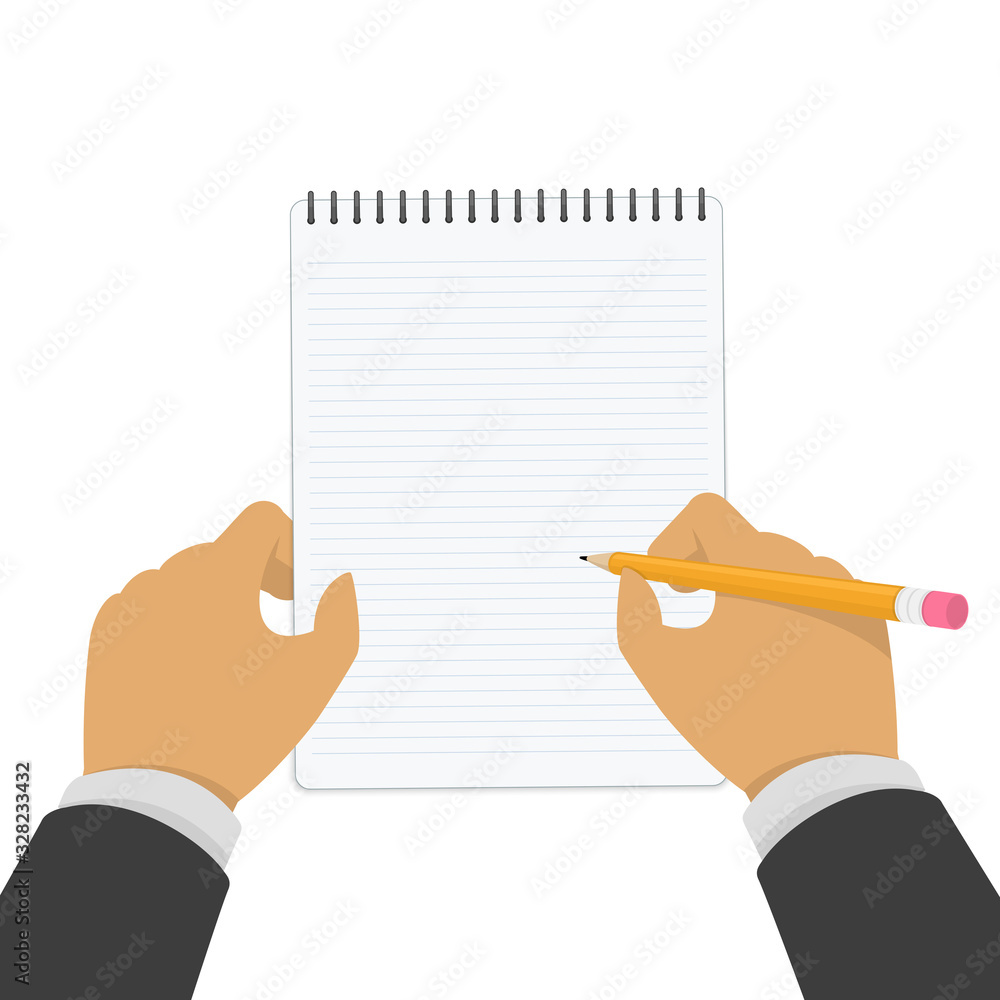 Hand holding notebook and pen. Concept organize, planning, writing or ...