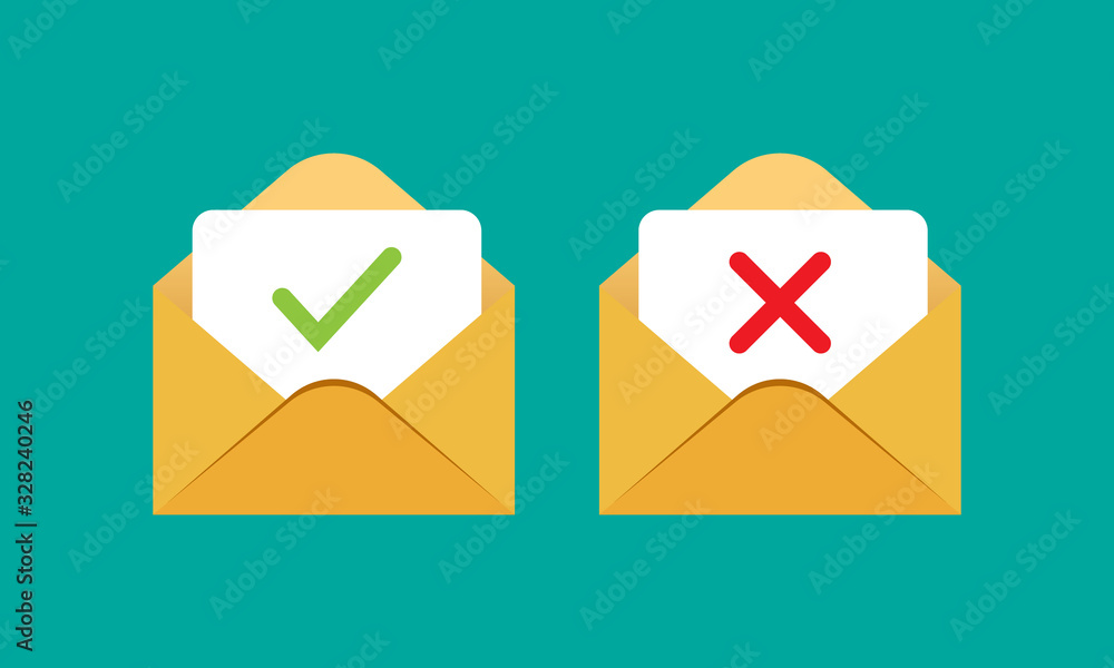 Confirm and rejection email icon design. vector illustration Stock ...