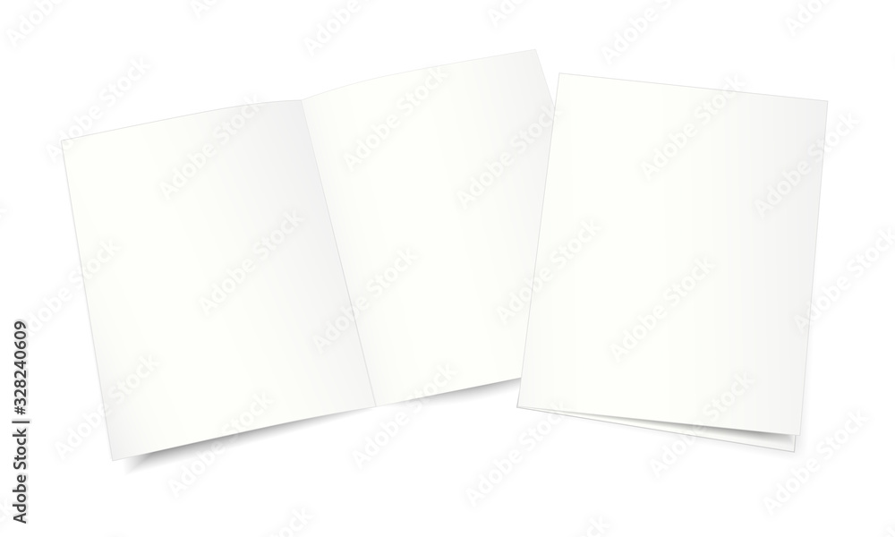 Mockup, template of an open and closed two-page booklet, notebook ...