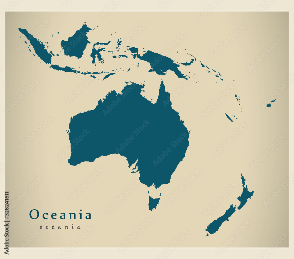 Photo & Art Print Modern Map - Oceania map complete vector illustration ...