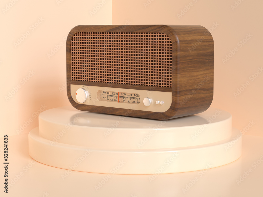 wooden vintage radio 3d rendering Stock Illustration | Adobe Stock