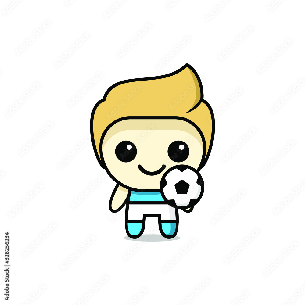 cute kawaii football soccer character logo icon design vector ...