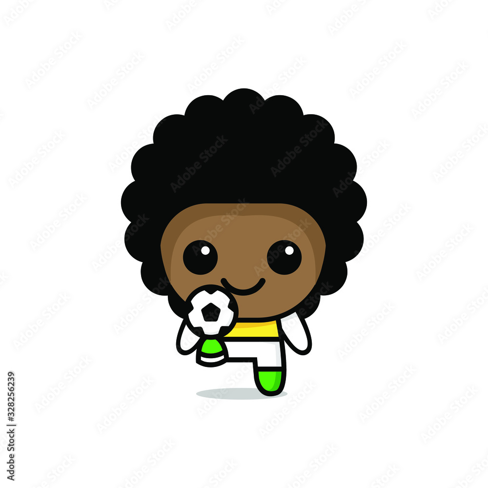 cute kawaii football soccer character logo icon design vector ...