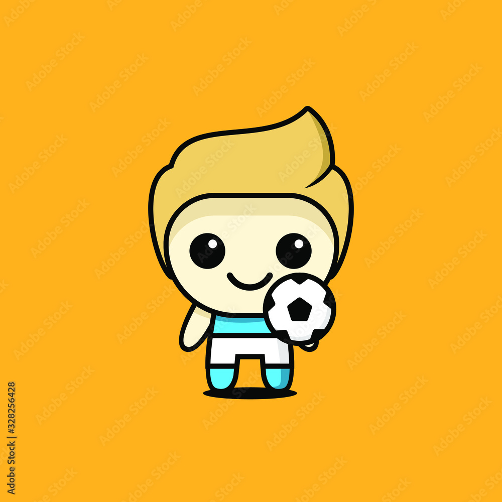 cute kawaii football soccer character logo icon design vector ...