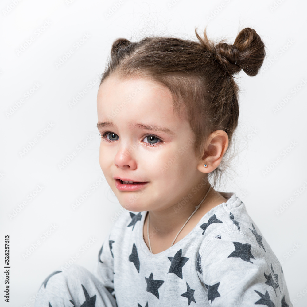 Crying little girl. Upset kid. Sad kid portrait. Cute little girl ...
