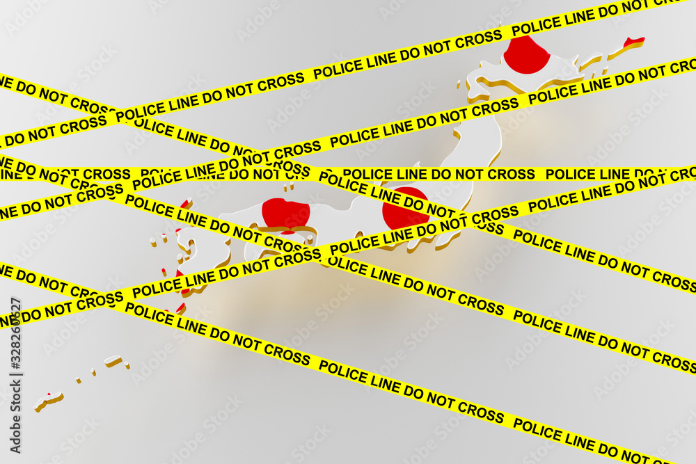 Japan crime concept, police investigation. 3D map of Japan. Map of ...