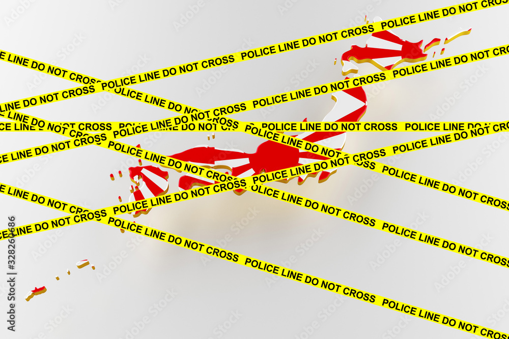 Japan crime concept, police investigation. 3D map of Japan. Map of ...
