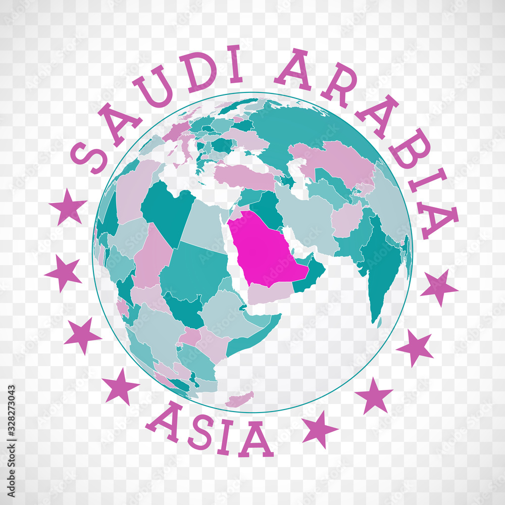 Saudi Arabia round logo. Badge of country with map of Saudi Arabia in ...