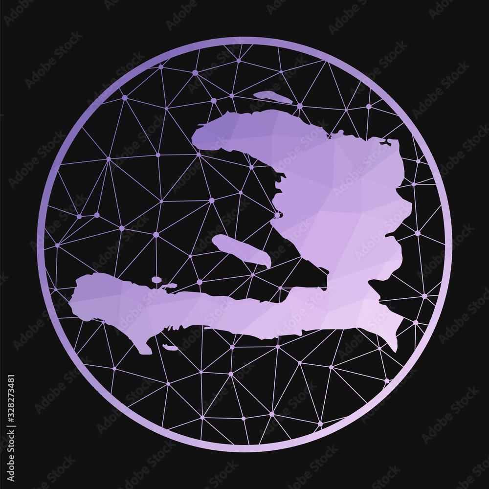 Haiti icon. Vector polygonal map of the country. Haiti icon in ...