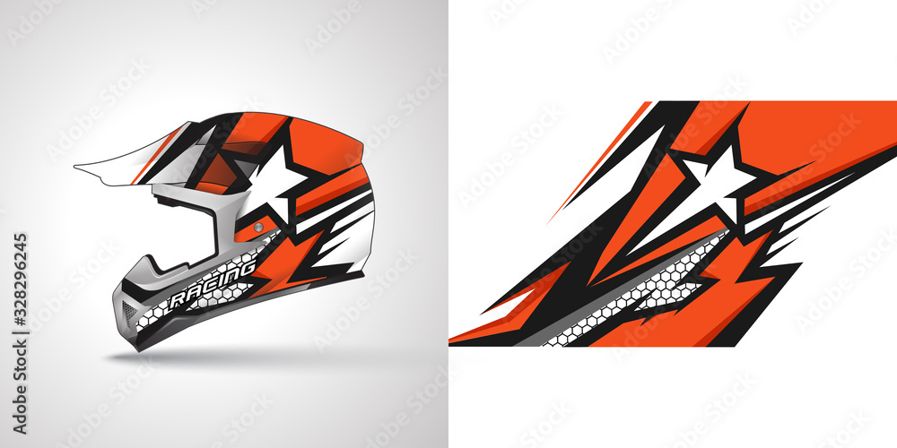 Racing helmet wrap decal and vinyl sticker design illustration. Stock ...