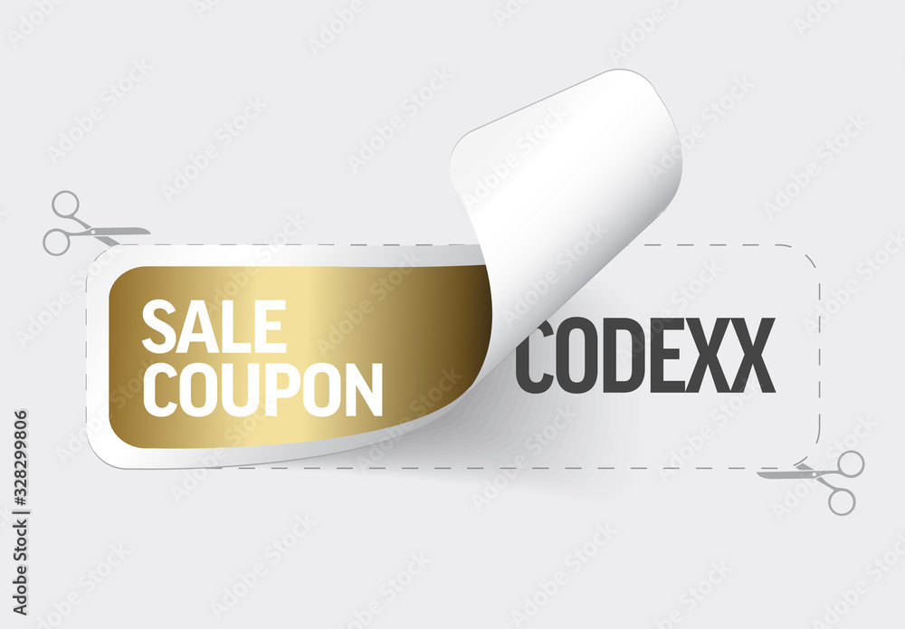 Golden sticker template displaying the sale coupon code Stock Vector ...