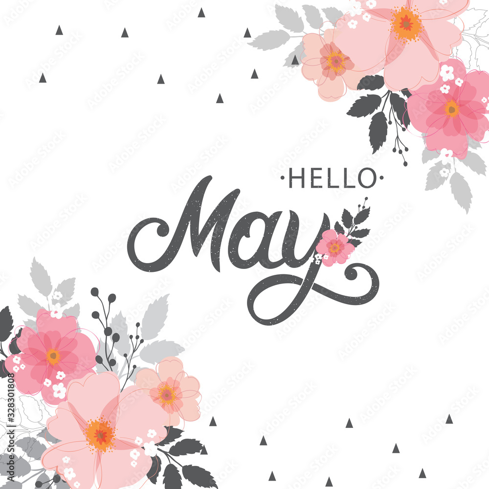Hello May typography vector design for greeting cards and poster. Hand ...