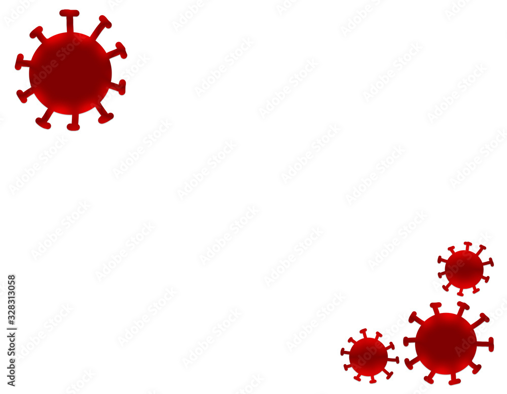 Drawing graphic red virus on white copy space frame presentation ...