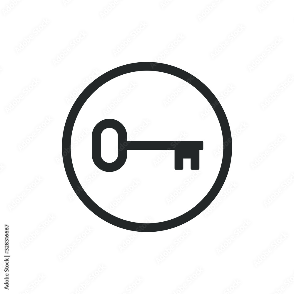 Key icon symbol. Round button. Security access logo. Simple flat shape ...