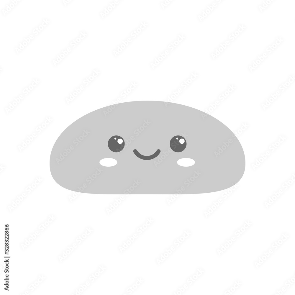 Stone is smiling. Cute cartoon character. Kawaii drawing. Vector ...