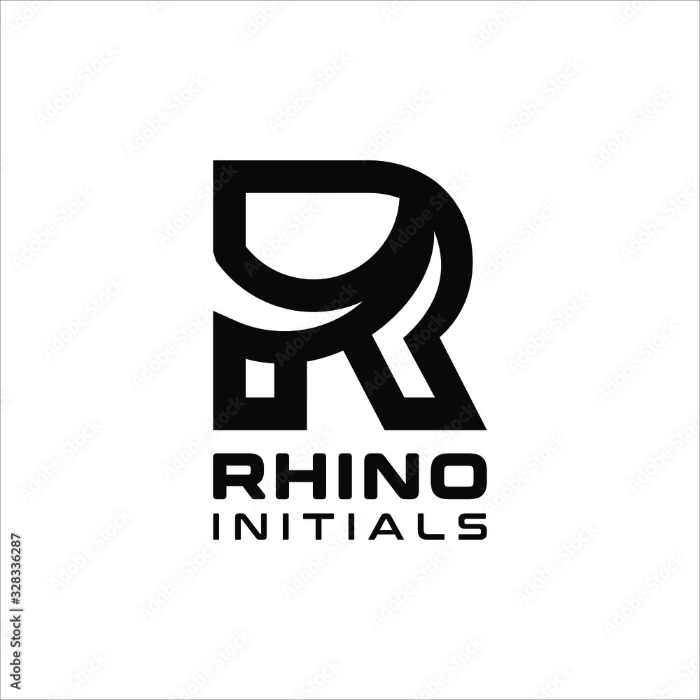 creative initial R letter with rhino concept logo design Stock Vector ...