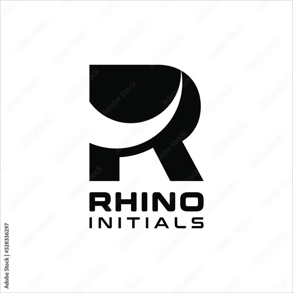 modern initial r letter with rhino concept logo design Stock Vector ...