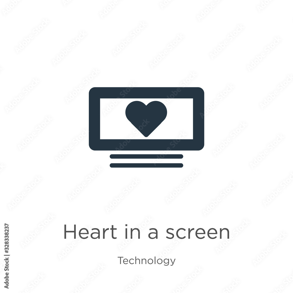 Heart in a screen icon vector. Trendy flat heart in a screen icon from ...
