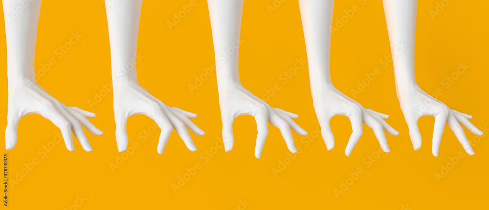 Set of woman's white hand measuring, showing different sizes. Hand ...