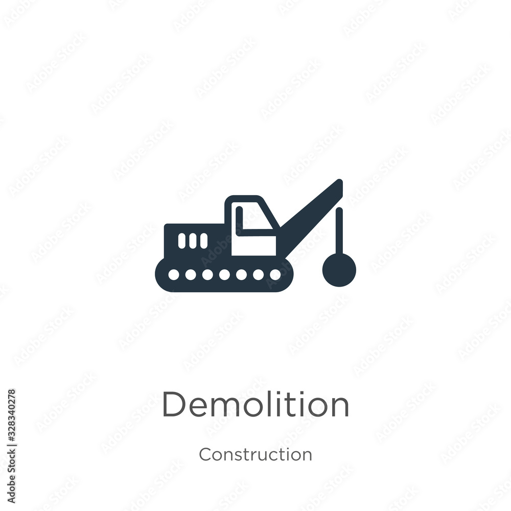 Demolition icon vector. Trendy flat demolition icon from construction ...