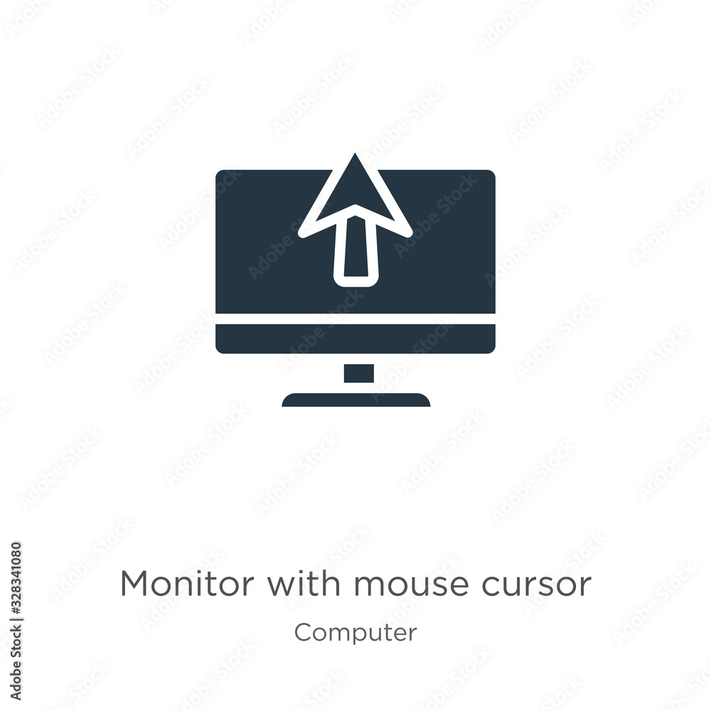 Monitor with mouse cursor icon vector. Trendy flat monitor with mouse ...