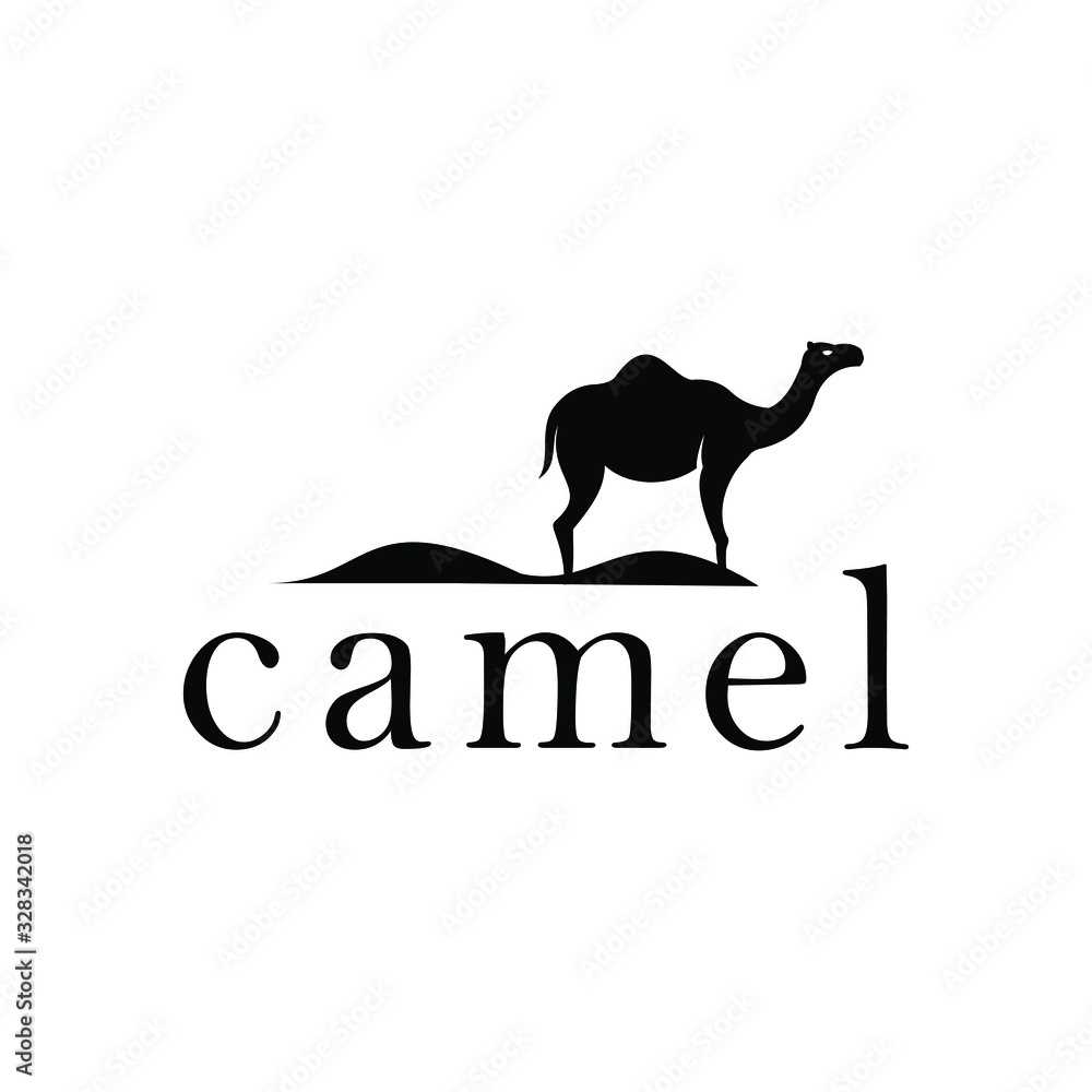 modern camel concept logo design illustration with desert vector ...